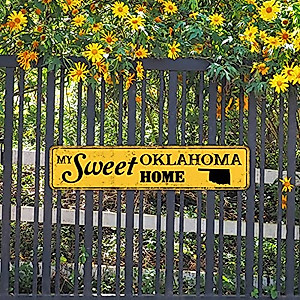 State Map Silhouette Tin Sign My Sweet Home Oklahoma Metal Sign Custom Road Signs Southern Style Art for Front Door Garden Yard Porch Man Cave Novelty Weddings Gift 18x4in