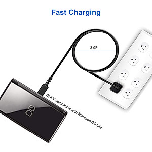CSTESVN DS Lite USB Charger Cable Kit, 2 Pcs 3.9ft Charging Cord and 4 Stylus Pen Compatible with Nintendo DS Lite (ONLY for NDSL, NOT for 3DS, 2DS, DSi, DS)