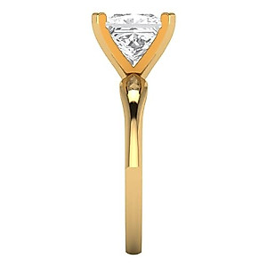 Clara Pucci 2.50ct Princess Cut Solitaire Moissanite Excellent Engagement Bridal Promise Anniversary Ring 18K Yellow Gold Size 5.75