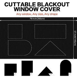 POYEE 79" x 57" Blackout Shades 100% Portable Blackout Blinds Temporary Window Curtains No Drill DIY Cut to Size for Kids and Baby Nursery, Bedroom, Living Room, Travel RV Car Dorm Room