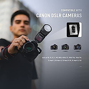 NEEWER Z1-C TTL Round Head Flash Speedlite for Canon DSLR Cameras, 76Ws 2.4G 1/8000s HSS, 10 Levels LED Modeling Lamp, 2600mAh Lithium Battery, 480 Full Power Shots, Recycle in 1.5s Flash