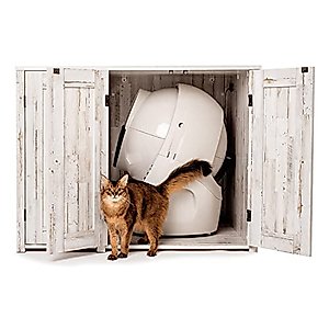 Whisker Litter-Robot Credenza with Litter Box Enclosure, 43.2” W x 28.1” D x 33.1” H - White Plank, Stylish + Durable Hidden Litter Box Furniture, Litter-Robot Not Included