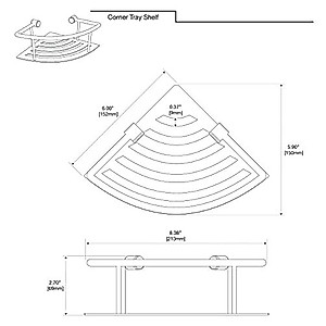 Gatco 1453 Elegant Corner Shelf, Brushed, 8"