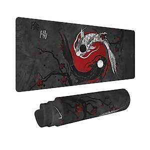 Browrrsson Japanese Art Mouusepad Japanese Art Koi Fish Gaming Mouse Pad Extended Stitched Edges Mousepad,Large Mouse Mat Desk Pad Personalized The Office Mouse Pad 31.5 X 11.8 Inch