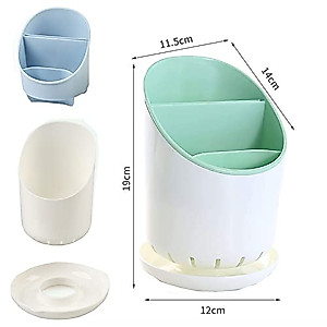 spolis Utensil Holders Cutlery Drying Rack for Counter with Catch Pan and Drain Hole, Anti Tilting spolis Silverware Drainer Basket Sink Caddy for Forks, Knives, Spoons, Chopsticks-Green