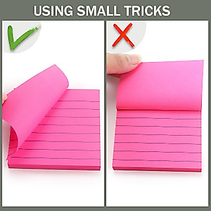 Sticky Notes with Lines Lined Sticky Notes 3x3 Bright Multi Colors 6 Pads 100 Sheet/Pad
