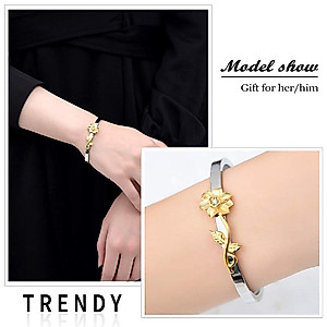 Yinplsmemory Cremation Jewelry Sunflower Urn Bracelet for Women Stainless Steel Daisy Flower Urn Bangle Bracelets Women Ashes Jewelry