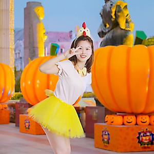 Jmkcoz Chicken 3D Animal Costume 3D Chick Headband Bowtie Tail Tutu Set for Halloween Christmas Cosplay Party