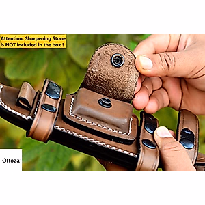 Ottoza Handmade Leather Knife Sheath RIGHT HAND Tracker Knife Sheath - Bushcraft Knife Sheath - Hunting Knife Sheath - Survival Knife Sheath Horizontal Carry Dark Brown TOP GRAIN LEATHER No:37