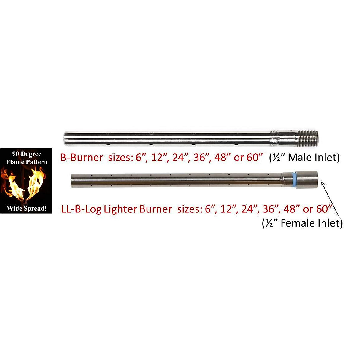 EasyFirePits Lifetime Warranted 316 Stainless Steel Marine Grade Straight Burners (48.00, 48 Inch Straight Burner)