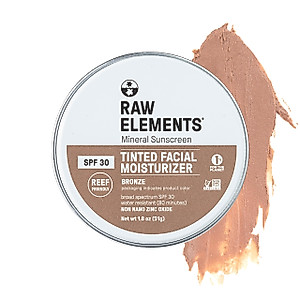 Raw Element Ultra-Moisturizing Tinted Face Cream, Non Toxic Mineral Face Sunscreen, Daily Tinted Moisturizer, Non-Nano Zinc Oxide, Reef Friendly, All Ages, SPF 30, 1.8 oz, Bronze, Pack of 1