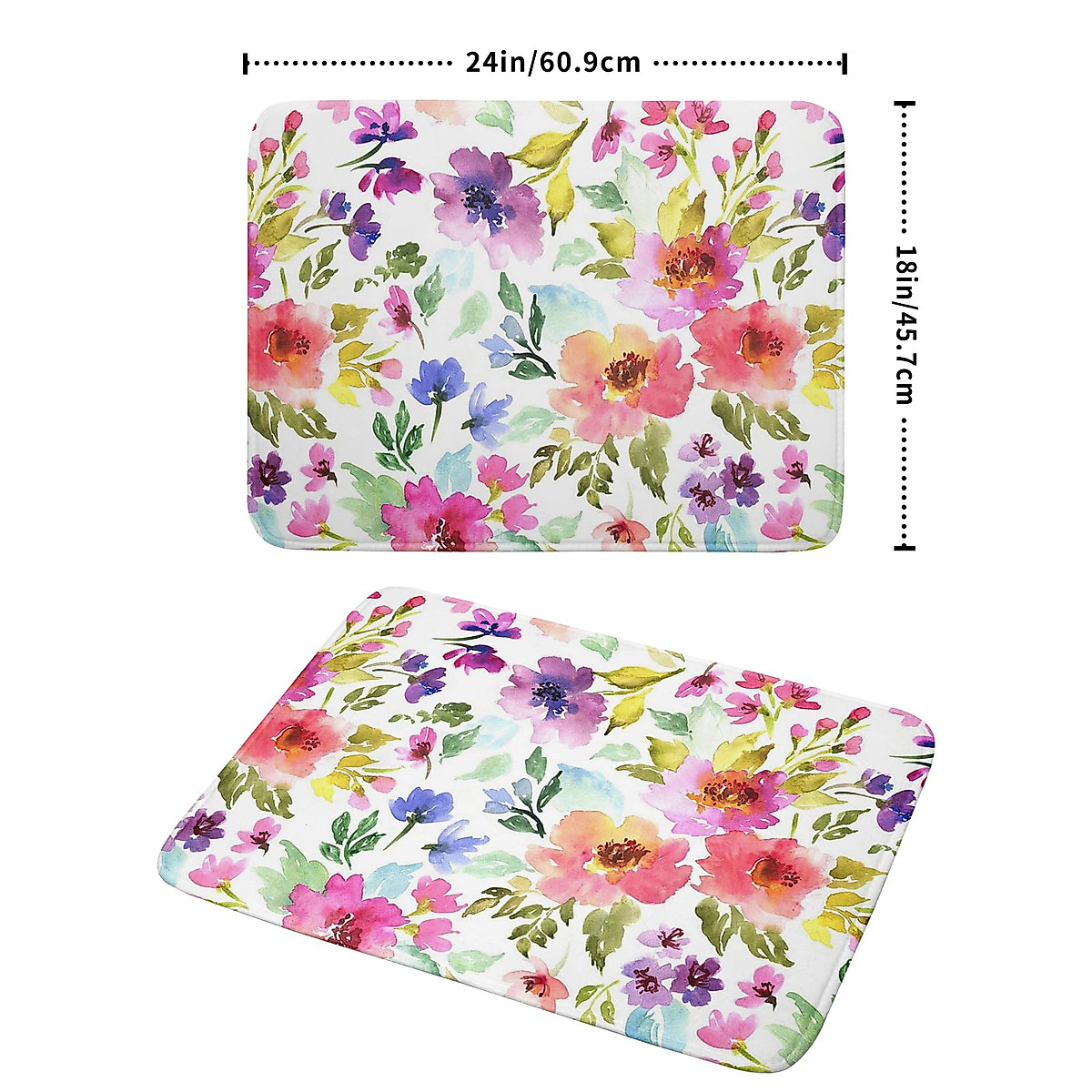 Floral Dish Drying Mats for Kitchen Counter Large Drying Mat for Dishes Microfiber Dish Rack Mat Kitchen Decor Spring Summer Flower Drainer Pad Washable Foldable Ultra Absorbent Dry Mat 18×24 Inch