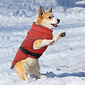 DENTRUN Dog Cold Weather Coats Winter Warm Dog Coat Windproof Cozy Dog Jacket Thick Fleece Vest Water Repellent Apparel with Harness/Leash Hole & Reflective for Outdoor Small Medium Large Dogs