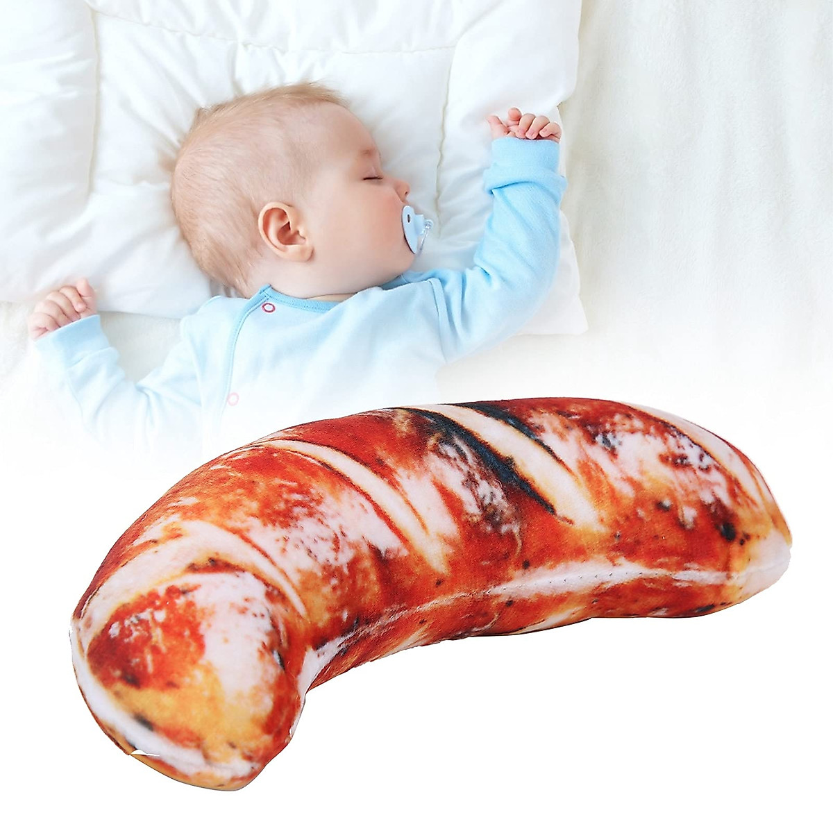 Zerodis Simulation Food Pillow, 3D Toy Cushion Pillow Plush Toy Soft Sofa Living Room Bedroom Car Decoration(Simulation Sausages)