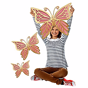 Large Butterfly Party Decoration paper Butterfly in 3 different sizes Giant butterfly Large Butterfly prop (Gold and Pink)