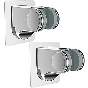 Hibbent 2 Pack Shower Head Holder, Strong Adhesive and Waterproof Handheld Shower Holder, Shower Head Bracket, Height Adjustable Shower Wand Holder, Wall Mount, No Drilling, Chrome Finish