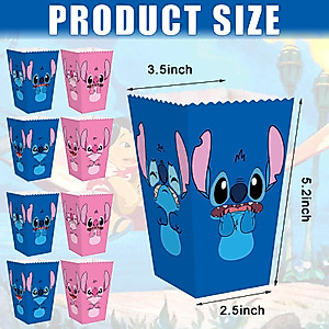 KULINAN 24 PCS Stitch Birthday Party Popcorn Boxes, Stitch Paper Party Favor Boxes Candy Cookie Party Gift Boxes for Kids Birthday Party Supplies