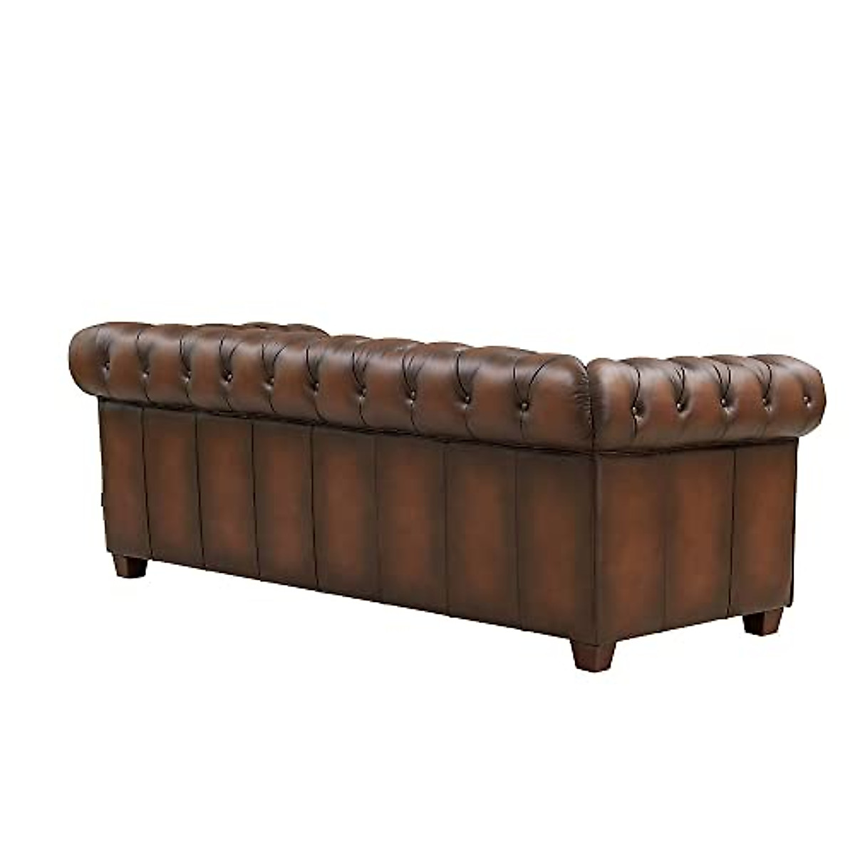 Hydeline Stanwood Top Grain Leather Sofa Couch, 89'', Caramel Brown