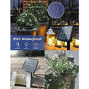 Solar Lights Outdoor, Solar String Lights Outdoor, Bryopath Solar Xmas Tree Lights Waterproof Copper Wire 33ft 100 LEDs Solar Fairy Lights for Garden Yard Party Christmas Decoration, Daylight White