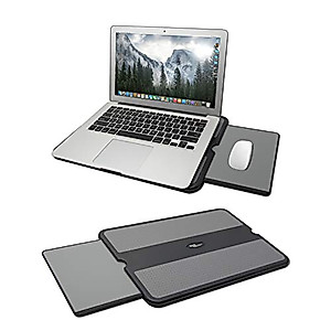 MAX SMART Portable Laptop Lap Pad, Laptop Desk with Retractable Mouse Tray, Anti-Slip Heat Shield Notebook Computer Stand Table, Working Station for Home, Office, Recliner, Business and Travel