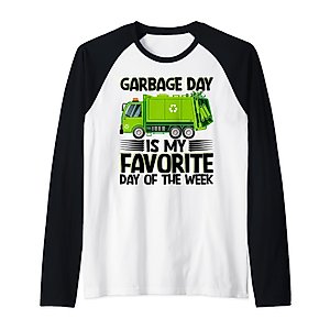 Garbage Day Waste Management Truck Boys Toddlers Kids Raglan Baseball Tee