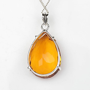 GEMHUB 15.75 Gram Stunning Yellow Citrine Pear Cut Gemstone Pendant Without Chain, Handmade 925 Sterling Silver