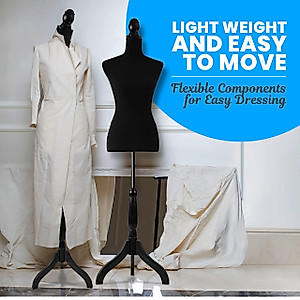 SereneLife Torso Display Female Mannequin with Adjustable Height (52-64 Inches), Easy-to-Assemble Design, Lightweight & Durable, Stable Tripod Stand, Perfect for Clothing Display