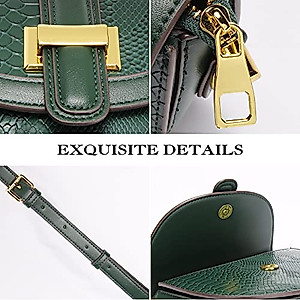 BIGMISS Women's Saddle Crossbody Bag Small Shoulder Bag PU Leather Handbag with Chain Strap Fashion Clutch Satchel Purse