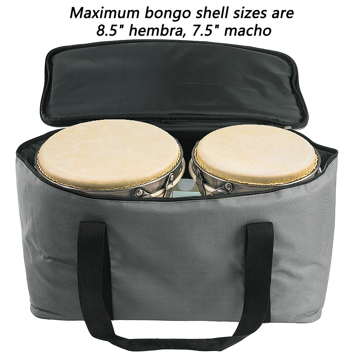 YOUEON Bongo Drum Bag with Carrying Grip, 18 Inch Standard Size Padded Bongo Gig Bag Bass Drum Fabric Bag with Dense Protective Interior Padding, Grey