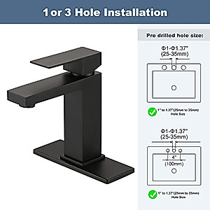 Black Bathroom Faucet ARCORA Matte Black Faucet for Bathroom Sink Modern Single Hole Bathroom Faucet with cUPC Supply Lines and Pop Up Drain
