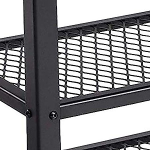 Benjara Vintage Wood and Metal Shoe Rack with 2 Mesh Shelves, Black and Brown