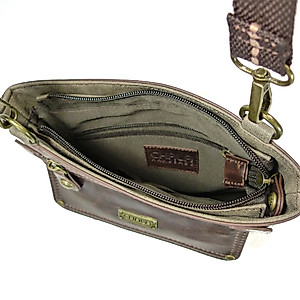 CHALA GEMINI Crossbody Faux Leather Gift Messenger Bag with Double Zip Wallet (Dark Grey Handbag Only + Wallet Set)