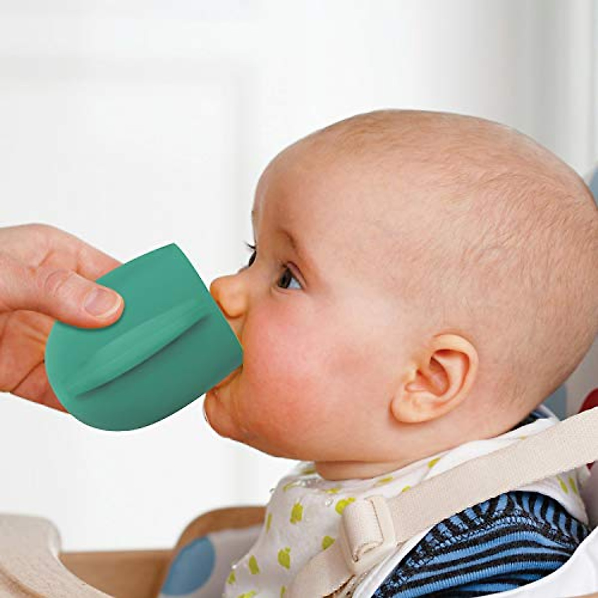 Silicone Training Cup for Infants and Toddlers - Heat Resistant, Two Handled Open Cup Safe for Baby | Helps Infant Develop Independent Drinking Skills Fast (Blue)