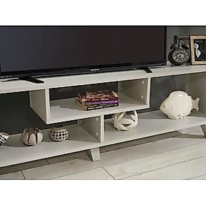 FUYUNSHENG Parma Mid Century Modern Tv Stand Open Shelving Entertainment Centre 67 inch Tv Unit, Walnut (Grey)