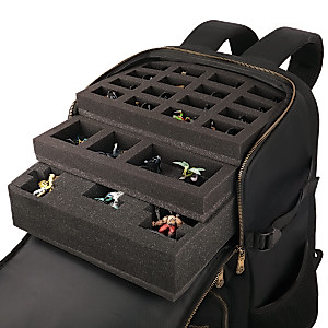 ENHANCE DnD Backpack - RPG DM Bag for Dungeons and Dragons - Travel DnD Bag Organizer fits 6-8 Books Upright, 18" Laptop/DM Screen Slot, Miniature Storage Foam Trays, Accessories Pockets, Map Strap