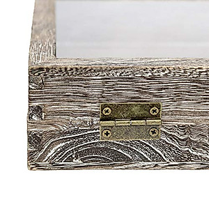 Mooca Natural Wood Glass Top Jewelry Display Case Accessories Storage Box with Metal Clasp, Wooden Jewelry Tray for Collectibles, Home Organization, Coffee