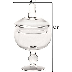 Mantello Apothecary Jars with Lids- Decorative Glass Candy Bar Containers (Clear, Small, Set of 3)