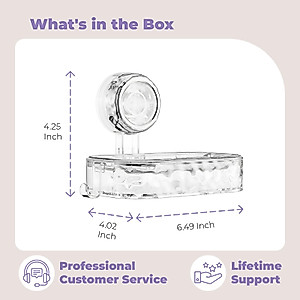 KatiKaddy Suction Soap Dish, Detachable Drip Tray & Removable Hooks, Soap Dish for Shower No Drilling Plastic Soap Dish Reusable Shower Soap Dish for Bathroom, Kitchen Living Room Clear, Transparent