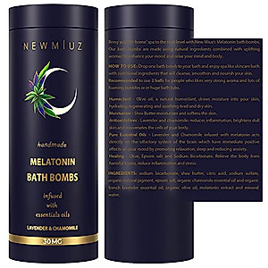 Sleep Melatonin Bath Bombs Lavender Chamomile Essential Oils Calming Natural Bubble Bath Shower Fizzies Spa Gifts Set Mother's Birthday Christmas Women Perfect Stocking Stuffers