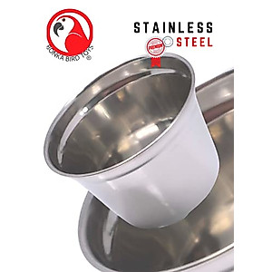 Bonka Bird Toys 800128 Parrot Stainless Steel Water 16oz Cup Cage Seed Feed Bowl