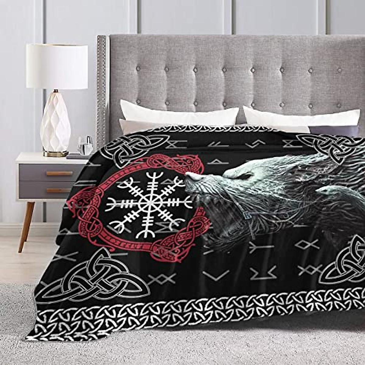 Throw Blanket for Couch Vikings Super Soft Cozy Micro Fleece Blanket Novelty Fluffy Bed Plush Lightweight Warm Blankets for All Seasons 80"X60"