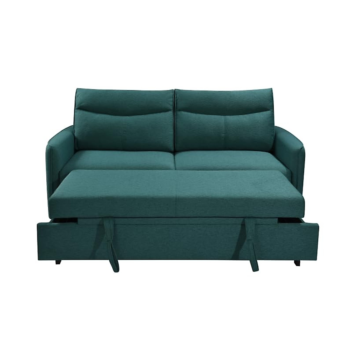 FULife 3 in 1 Convertible Pull Out Sleeper Sofa Bed Backrest,Upholstered 2-Seat Loveseat Futon Sofá,Multi-Functional Adjustable Single Chair,Lounge Recliner Couches for Living Room, Green 74.41" w