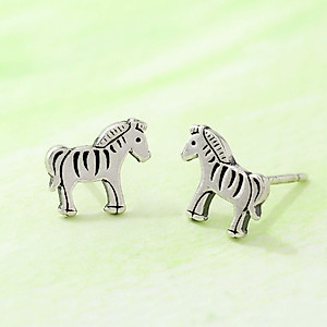Boma Jewelry Sterling Silver Zebra Stud Earrings