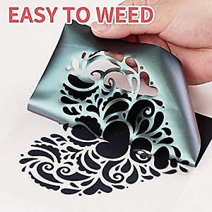 HTVRONT Chameleon HTV Vinyl Roll Heat Transfer Vinyl, 12" x10FT Iron On Vinyl for T-Shirt Chameleon Gradient Change Color PU HTV Sheet for Cricut, Silhouette Cameo(Bronze to Purple)