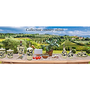 CERAMICHE D'ARTE PARRINI - Italian Ceramic Spoon Rest Holder Decorated Olives Pottery Art Hand Painted Made in ITALY Tuscan