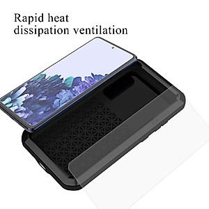 LOVE MEI Military Rugged Case For Samsung Galaxy S20 FE 5G, with Tempered Glass Screen Protector, Shockproof Dustproof Scratch Proof Hybrid Metal and Silicone Gel Heavy Duty Full Body Cover for S20 FE