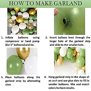 Sage Green Balloons Garland Arch Kit - 128PCS Different Sizes Olive Green Confetti White and Gold Latex Balloons for Jungle Safari Baby Shower Wedding Bridal Shower Birthday Party Decoration