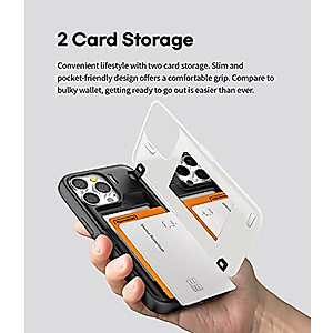 GOOSPERY Magnetic Door Bumper Compatible with iPhone 13 Pro Case, Card Holder Wallet Case, Easy Magnet Auto Closing Protective Dual Layer Sturdy Phone Back Cover - White