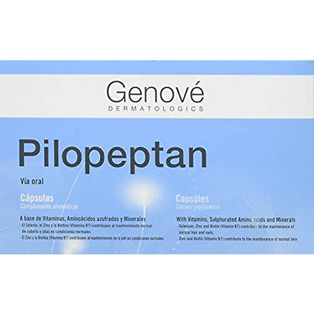 Genove Pilopeptan 60 Capsules - Care Treatment to Stop Hair Loss and Regrow Hair for Women and Men - Vitamins Providing Nutrients