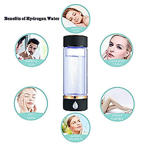 N.P Hydrogen Water Bottle Generator with PEM and SPE Technology,Up to 1500PPB,Portable Hydrogen Water Maker,Hydrogen Water Machine,New Technology Glass Water Ionizer (Black)